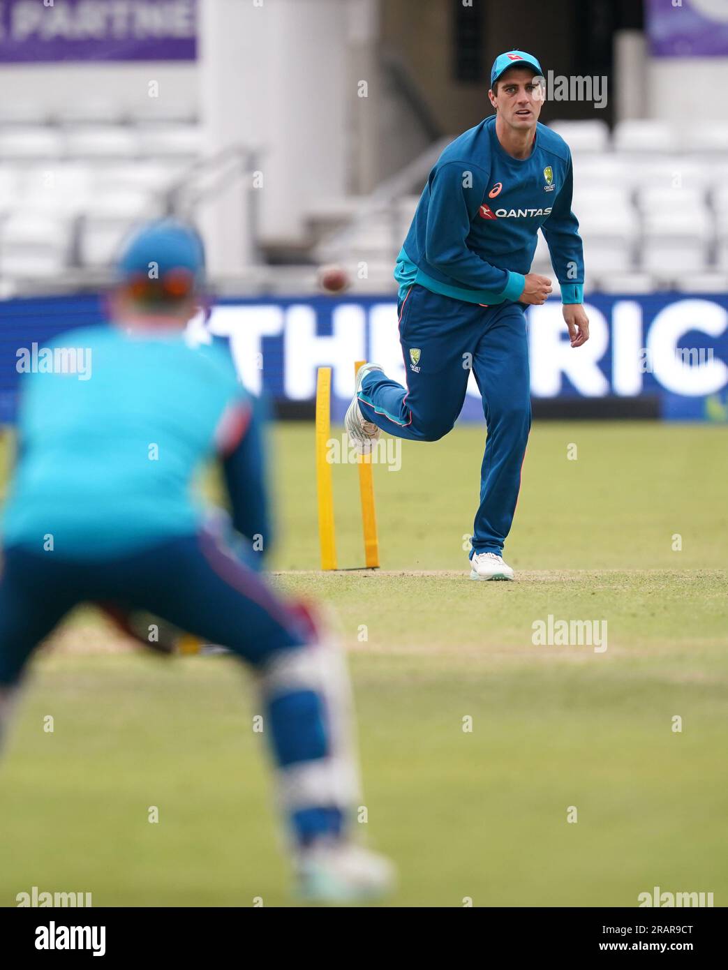 Australia's Pat Cummins during a nets session at Headingley, Leeds ...