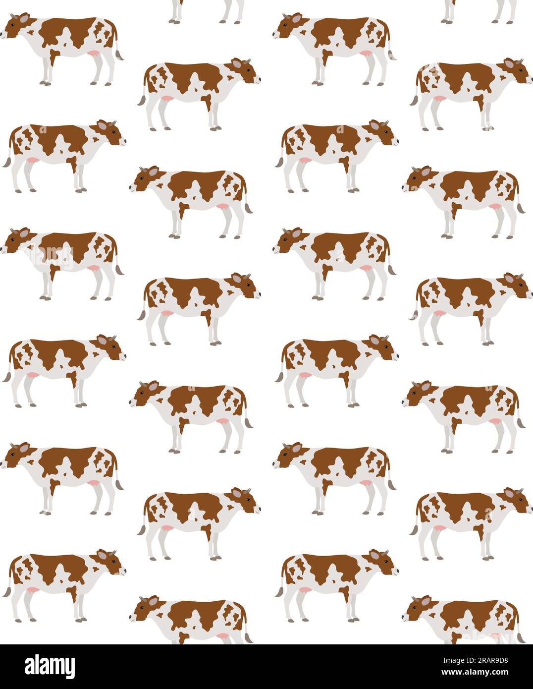 Vector seamless pattern of hand drawn flat cow isolated on white ...