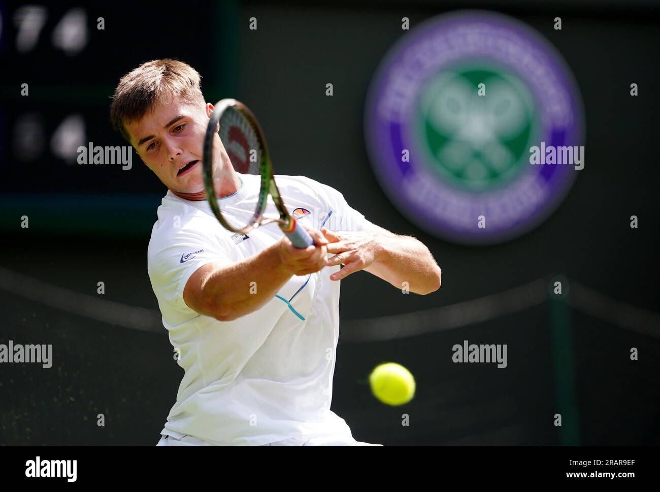 Arthur Fery in action against Daniil Medvedev (not pictured) on day ...