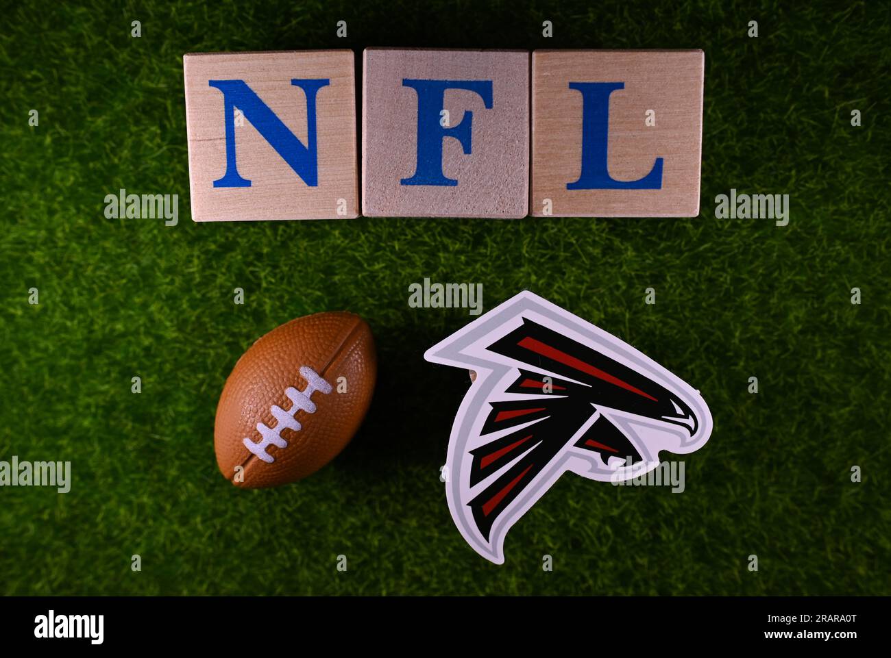 January 27, 2023, Canton, USA. The logo of the Atlanta Falcons football ...