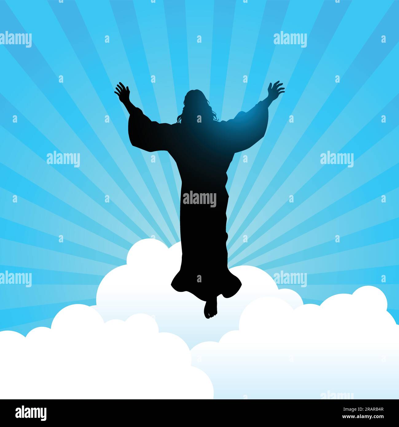 Silhouette illustration of Jesus Christ raising His hands, for the ascension day of Jesus Christ ...