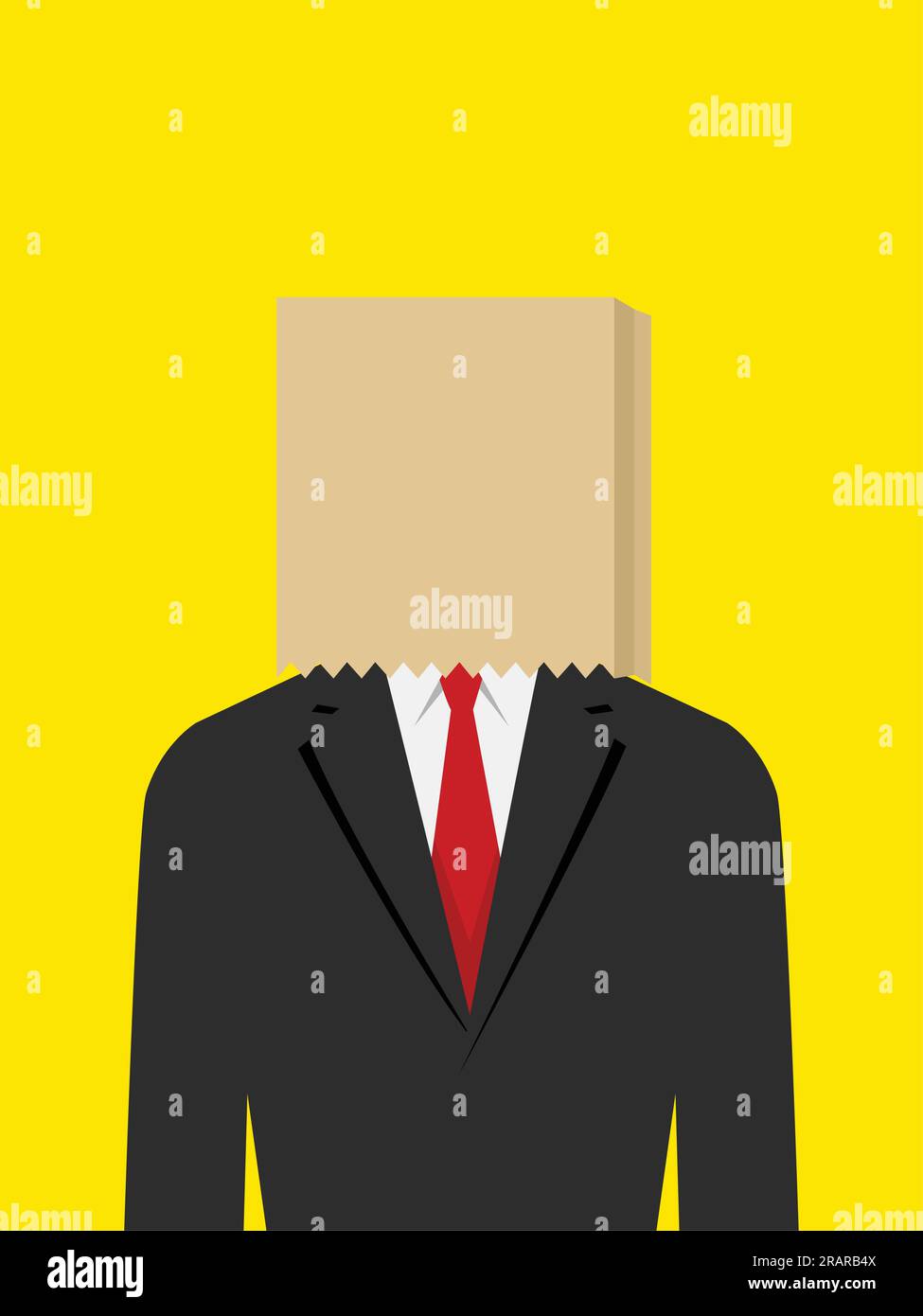 Illustration of a businessman with paper bag on his head, embarrassment ...