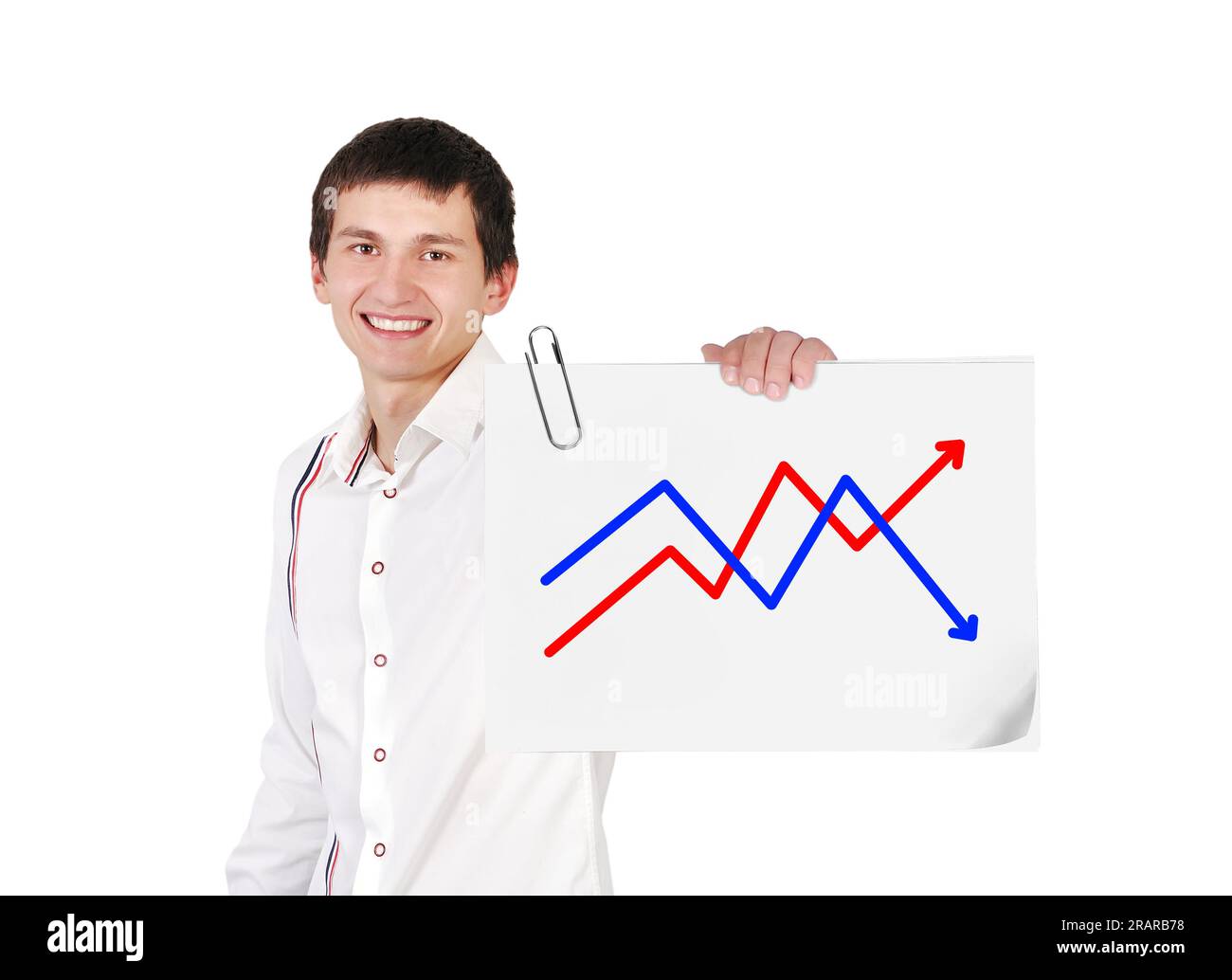guy holding poster with chart Stock Photo - Alamy