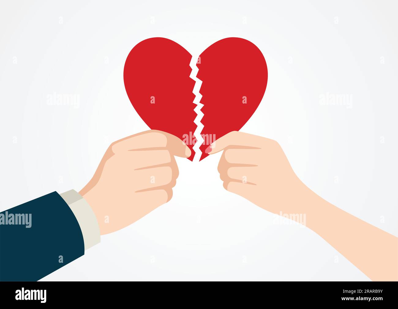 Illustration of a man and woman hand holding each part of heart symbol ...