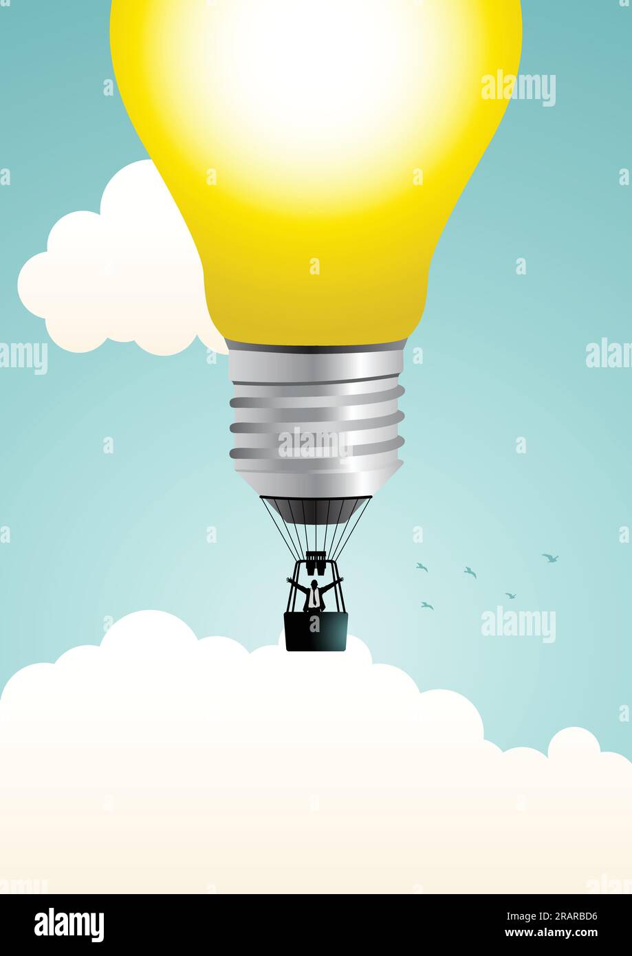 Concept illustration of big idea, exploring creativity, solution ...