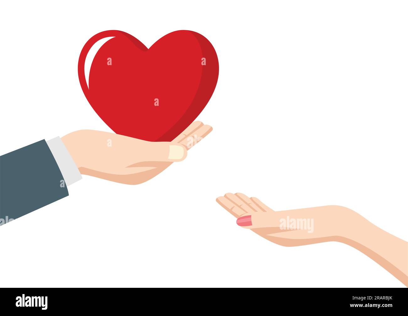 Illustration of a man hand giving heart to a woman Stock Vector Image ...