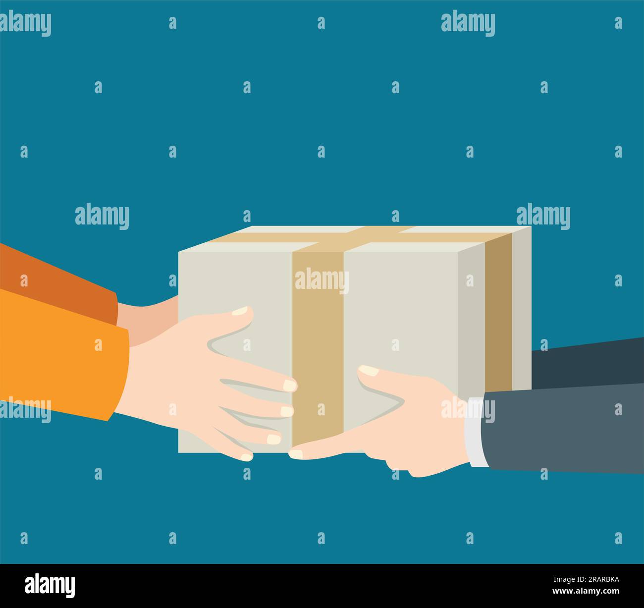 Illustration of men hand delivering and receiving package Stock Vector ...