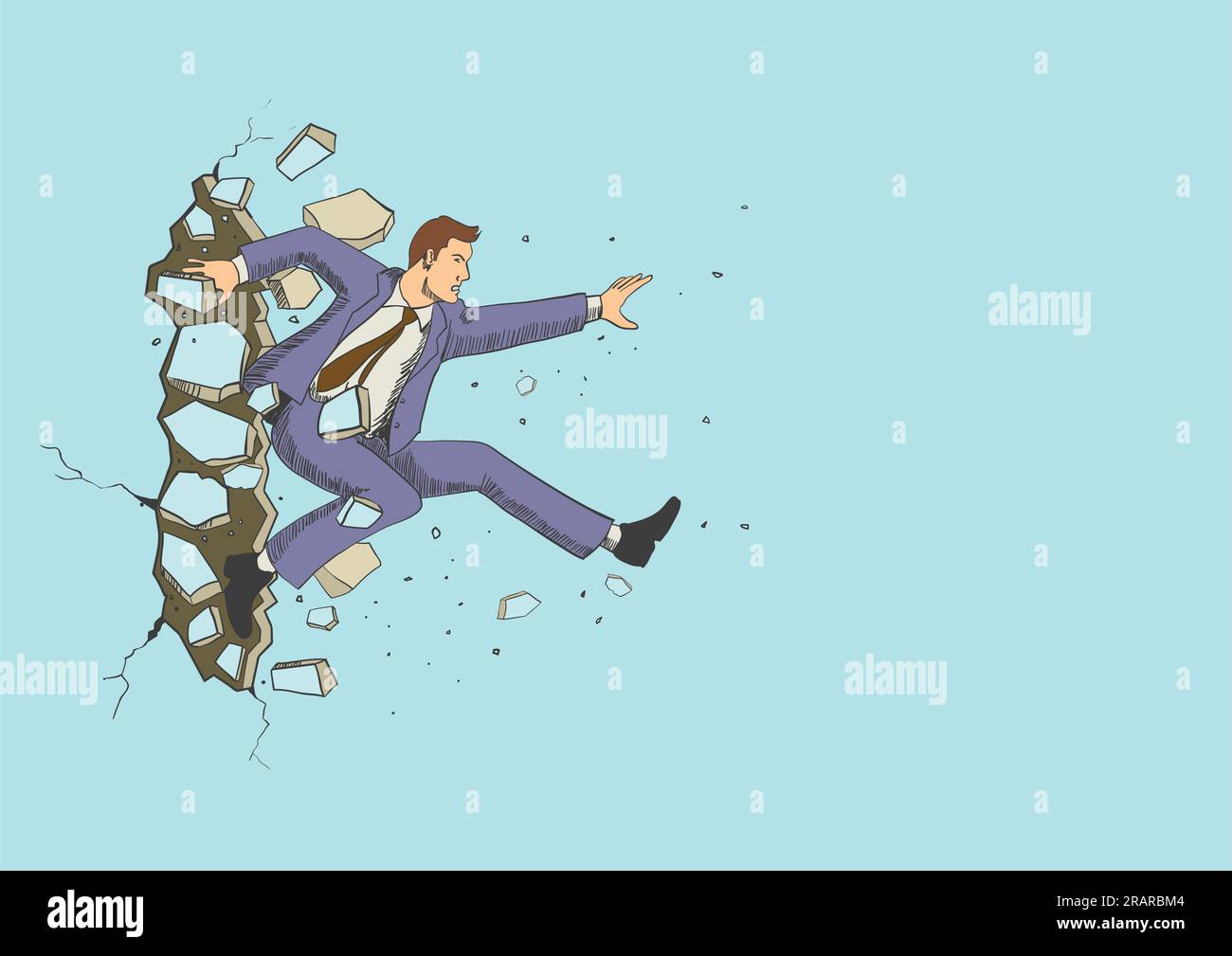 Illustration of a businessman jump breaking the wall. Business ...