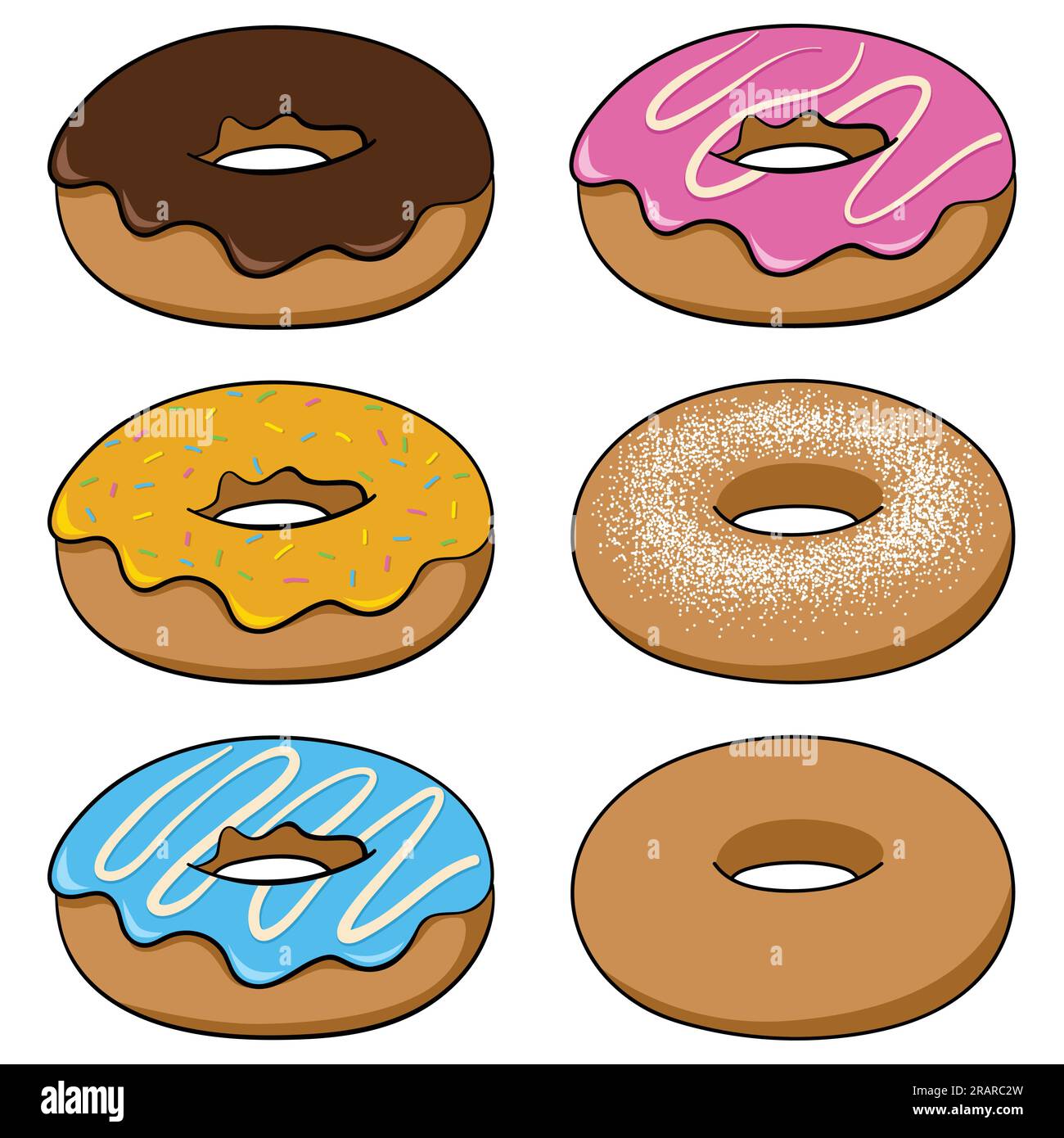 Set of doughnuts in cartoon style illustration Stock Vector Image & Art ...