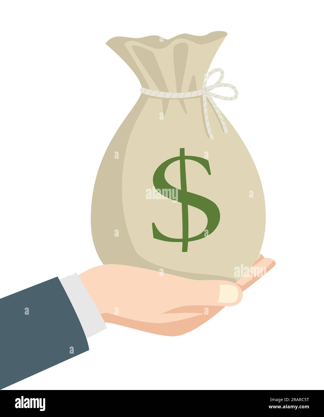 Illustration of a businessman hand holding a bag of money, business ...