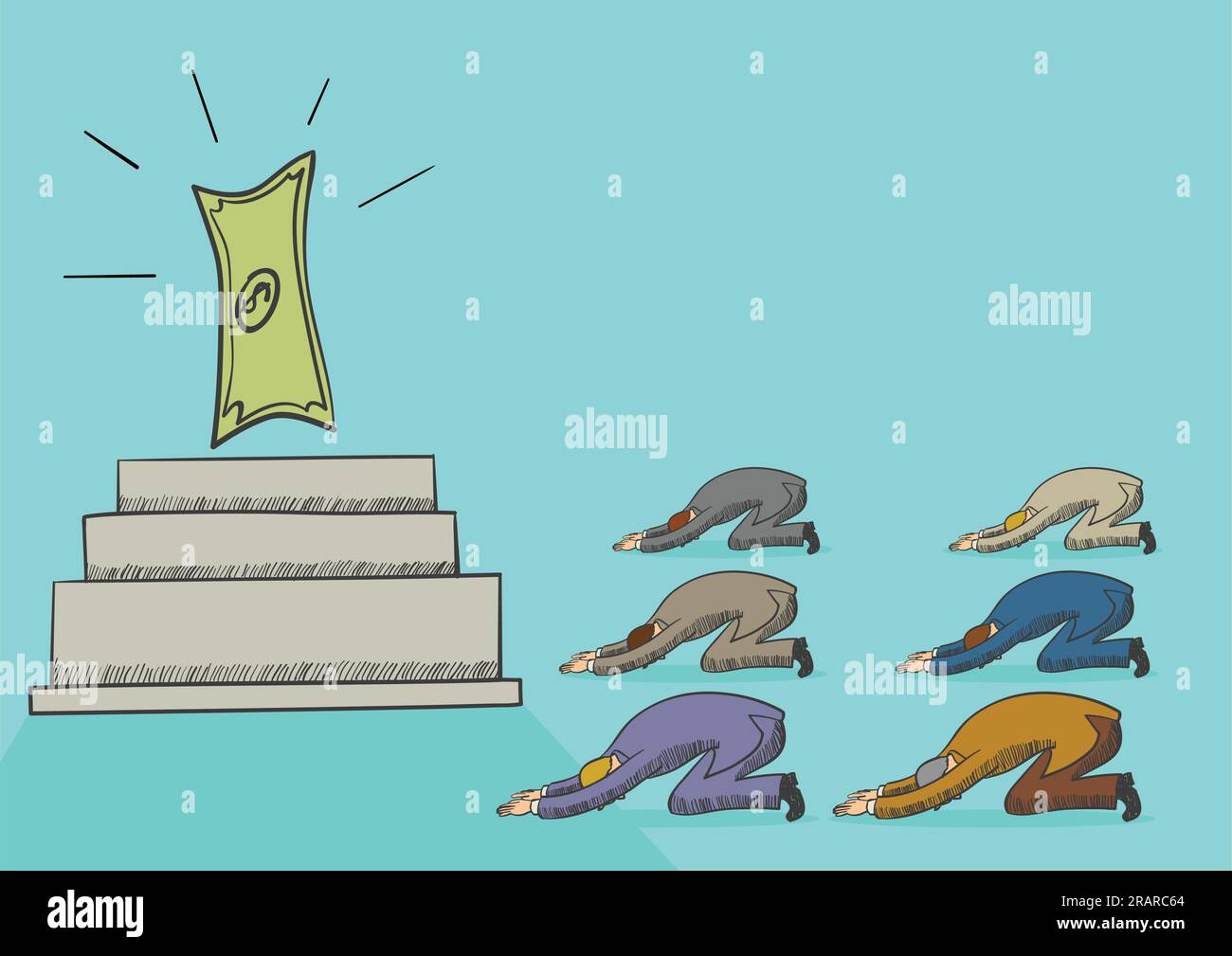 Illustration of men worshiping money Stock Vector Image & Art - Alamy