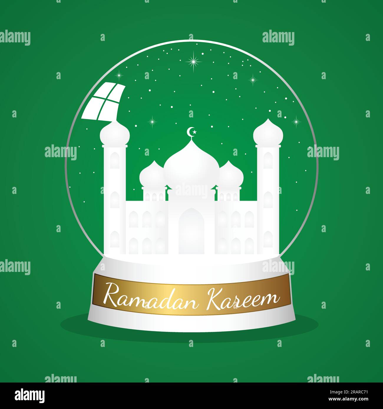 A mosque in crystal ball on green background. Islam, Islamic, Ramadan ...