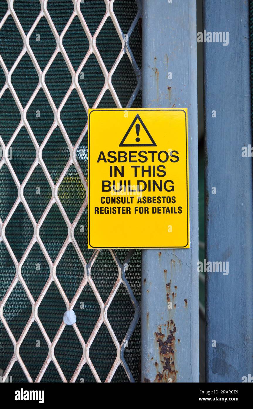 asbestos danger sign Stock Photo - Alamy