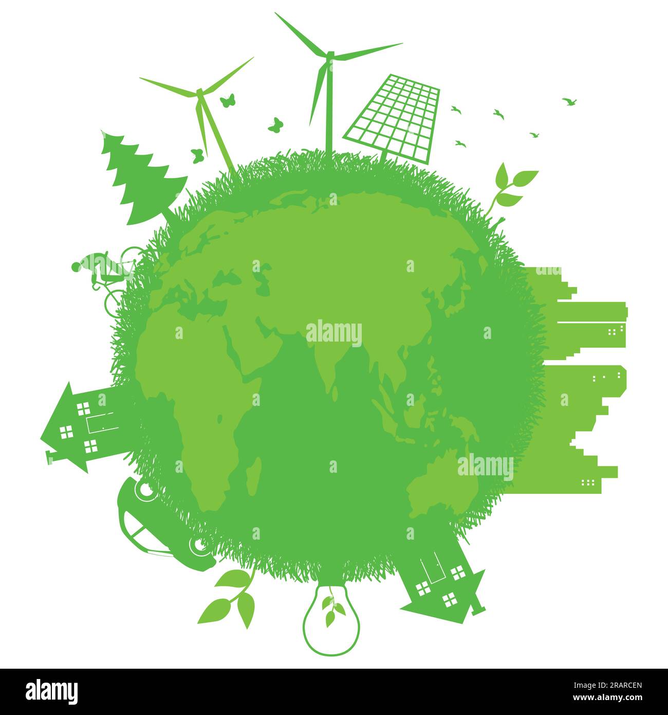 Go green, ecology, renewable energy, and environment icon Stock Vector ...