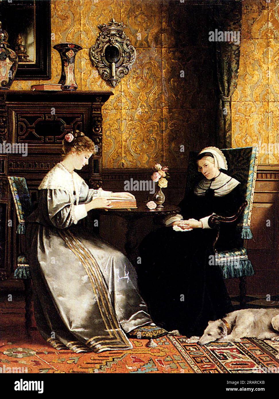 Reading a Book by Rudolf Ernst Stock Photo - Alamy