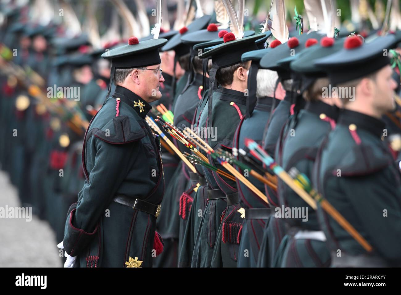 Members of the Royal Company of Archers at Palace of Holyroodhouse ...