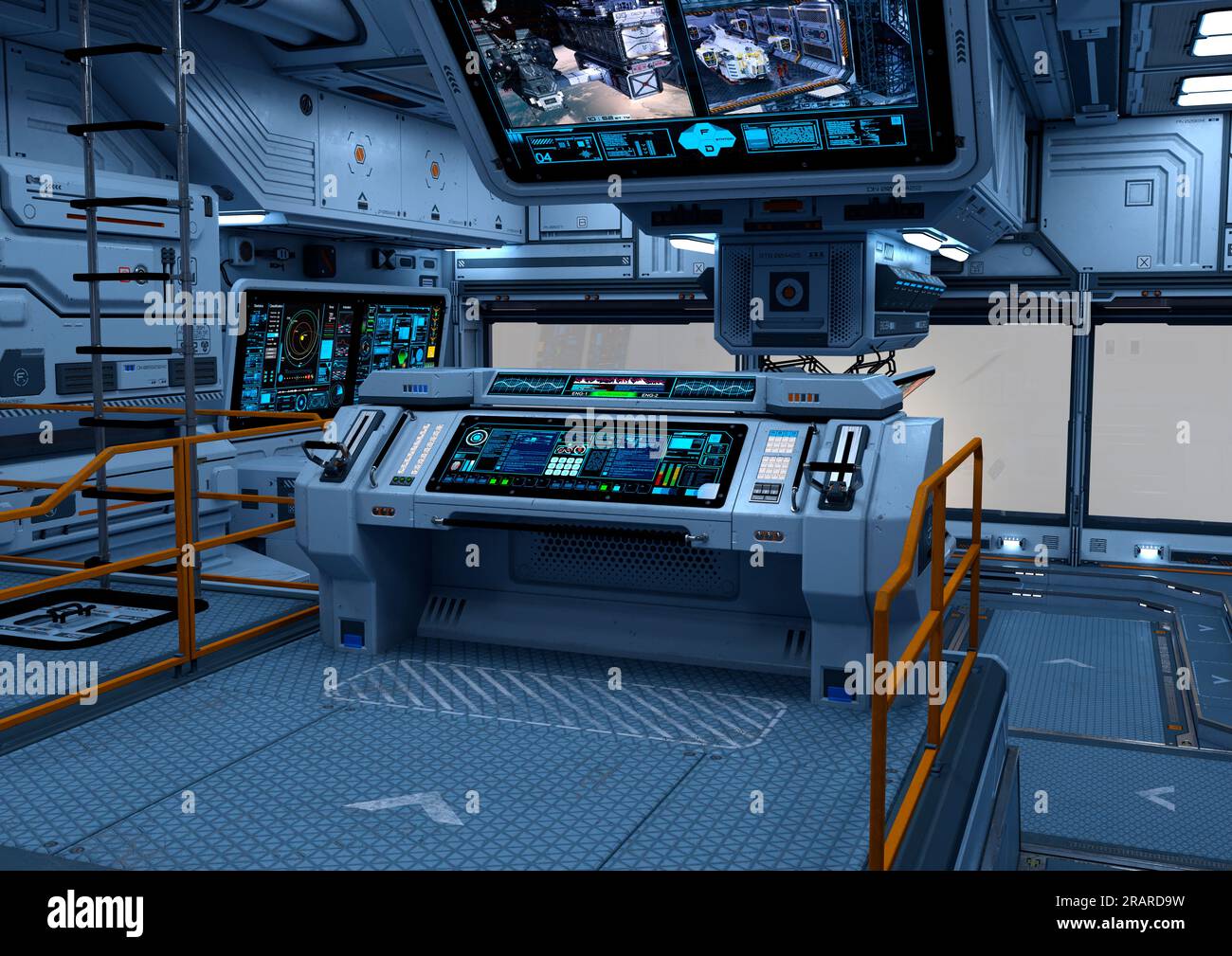 Alien Spacecraft Bridge Console