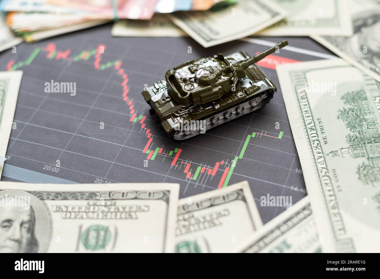 Tank and Russian money, crisis and war Stock Photo - Alamy