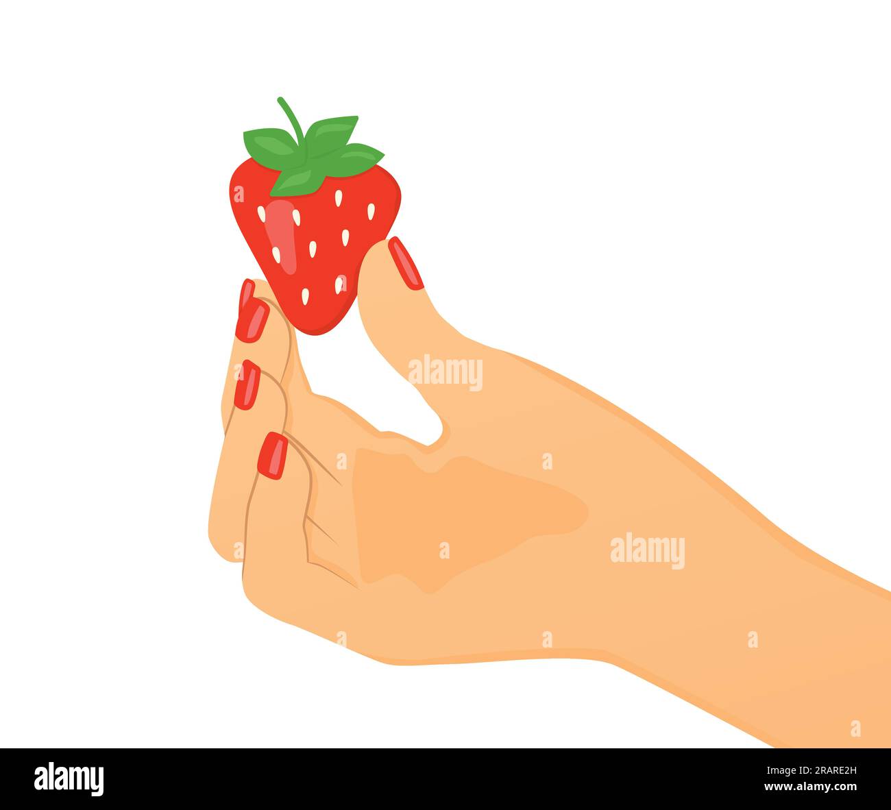 Female hand holding strawberry Stock Vector Images - Alamy