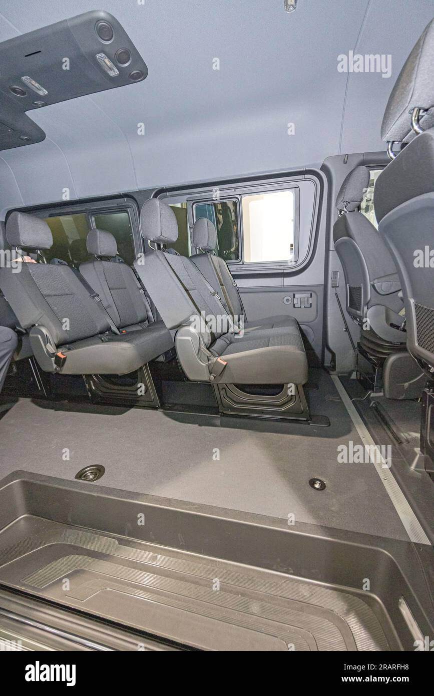 Mini Bus Passengers Van Transport Cabin Interior Stock Photo - Alamy