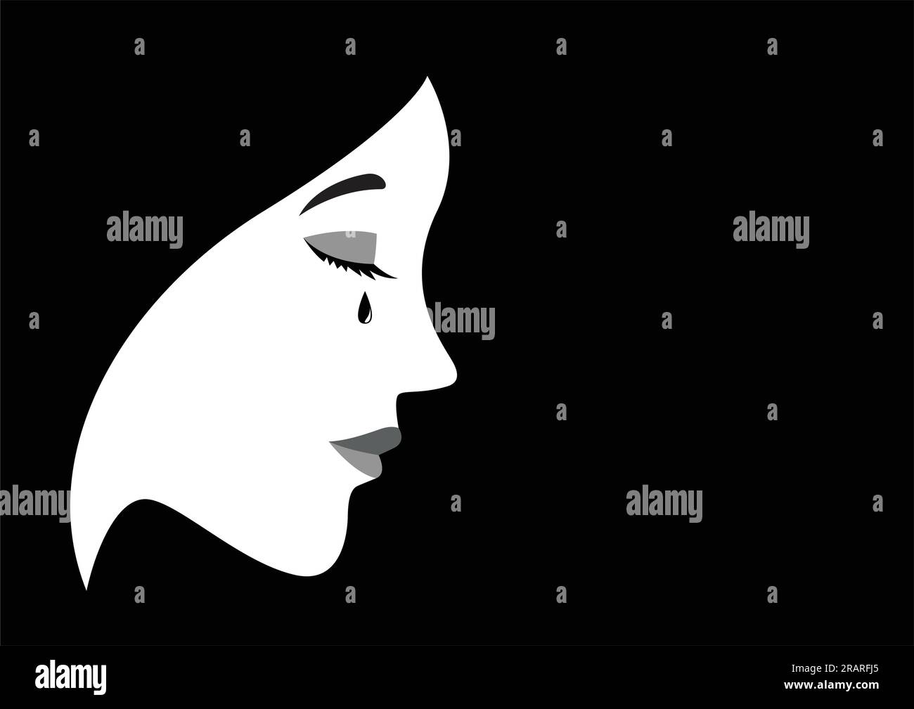 Sad beautiful woman crying Stock Vector Images - Alamy