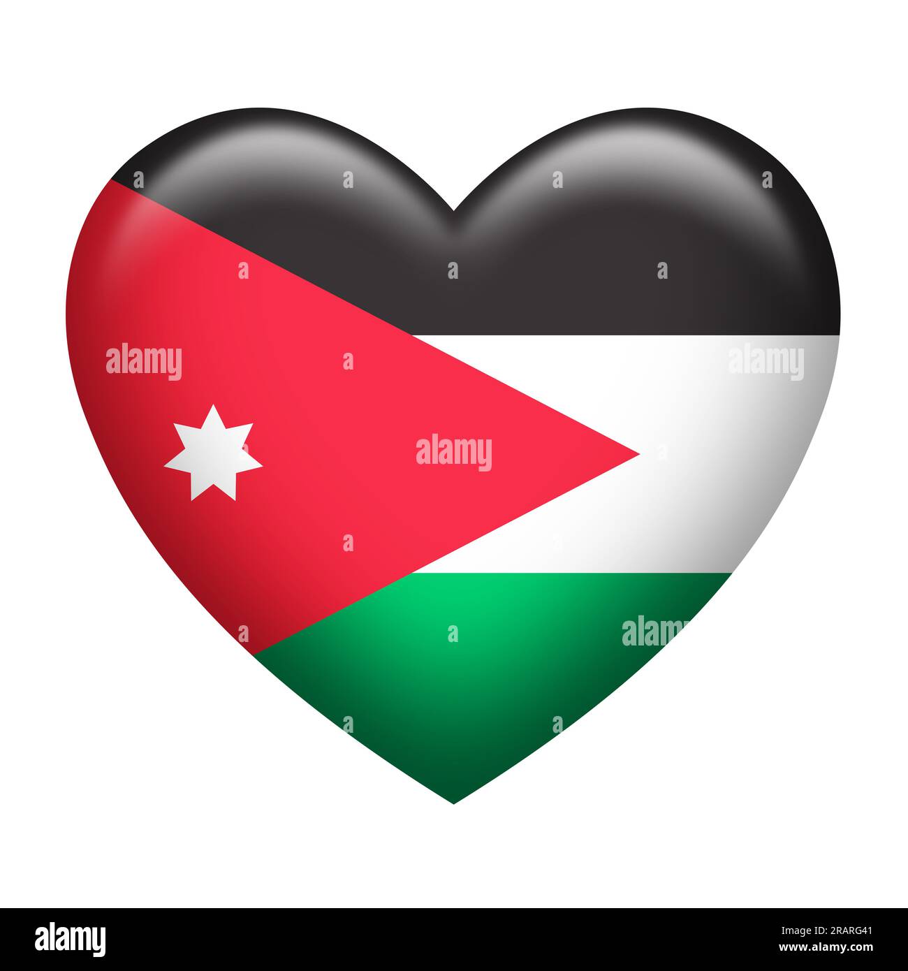 Heart shape of Jordan flag isolated on white Stock Photo - Alamy