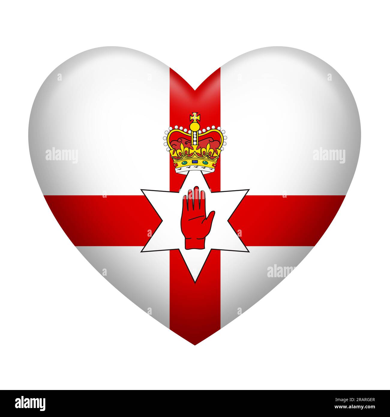Heart shape of Northern Ireland flag isolated on white Stock Photo - Alamy