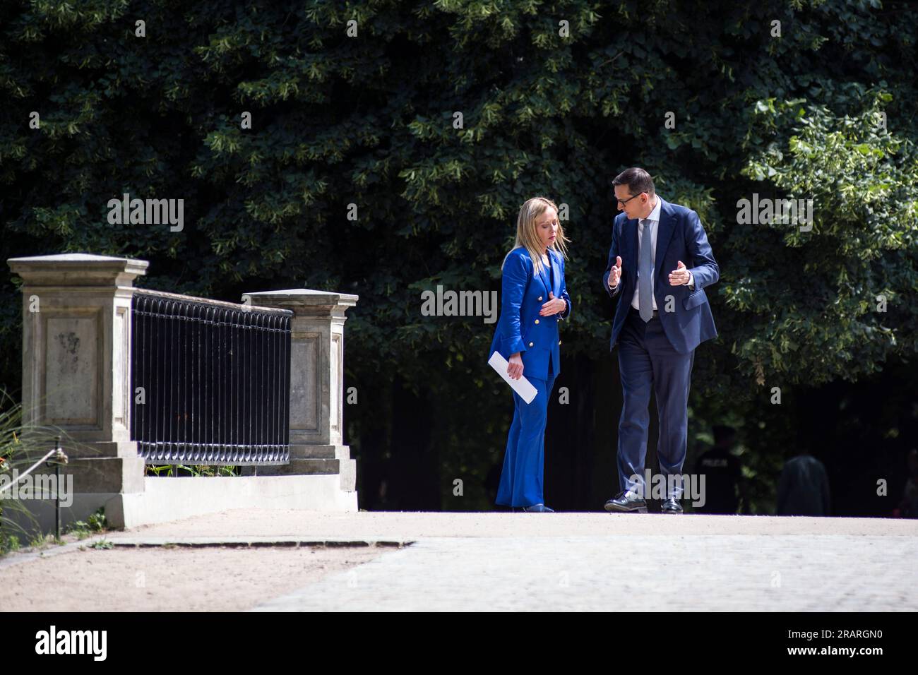 Warsaw, Poland. 05th July, 2023. Giorgia Meloni and Mateusz Morawiecki ...