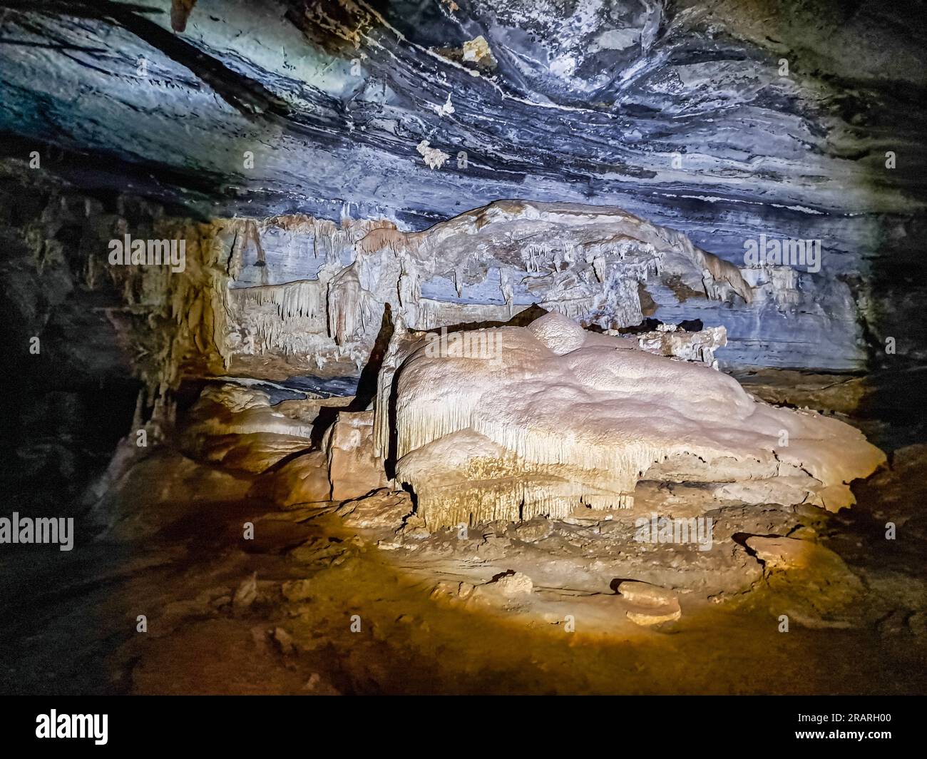 Limestone cave of stalactite and stalagmite formations, the Gruta da ...