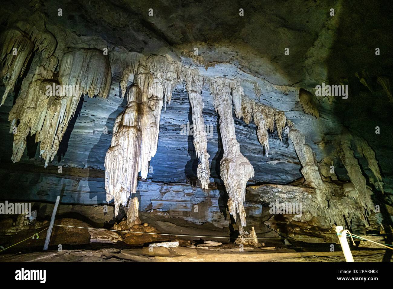 Limestone cave of stalactite and stalagmite formations, the Gruta da ...