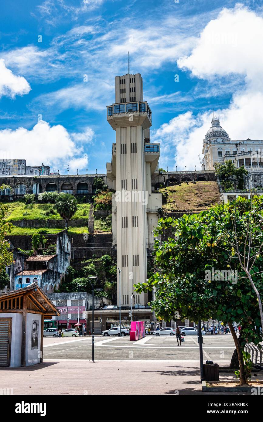 The Elevador Lacerda at Salvador da Bahia in Brazil. Built in 1873 it ...