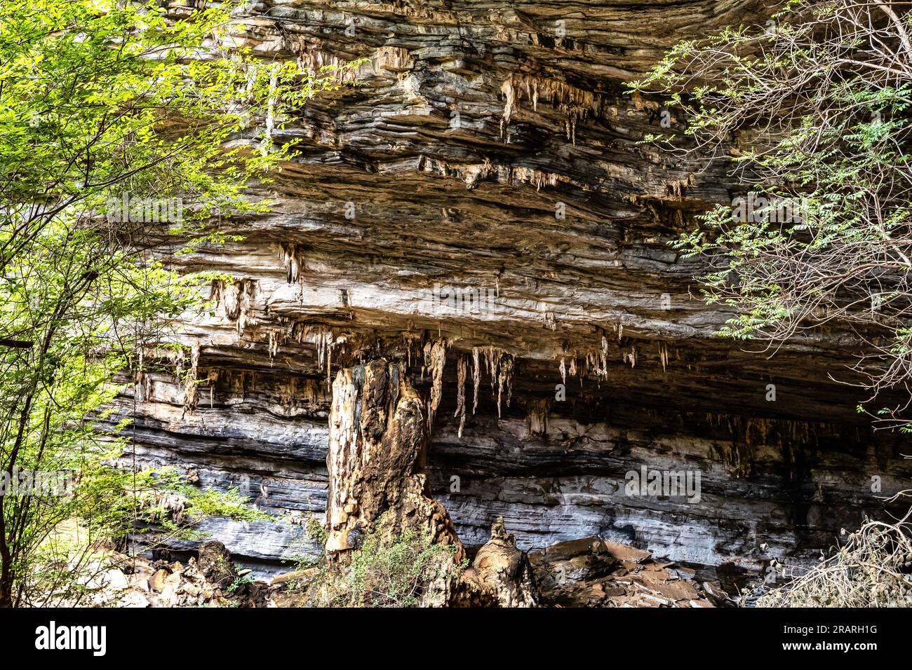 Limestone cave of stalactite and stalagmite formations, the Gruta da ...