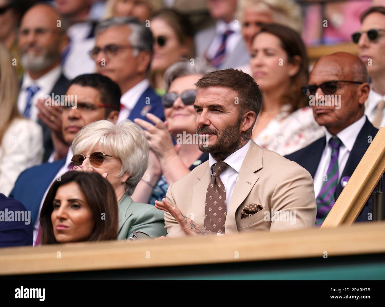 David Beckham and his mother Sandra Beckham in the royal box of centre ...
