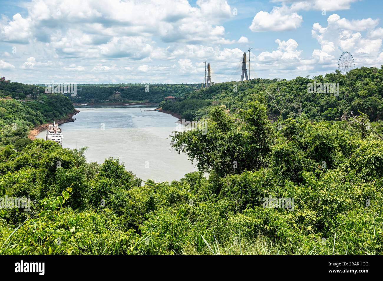 Landmark of the three borders, hito tres fronteras, Paraguay, Brazil ...