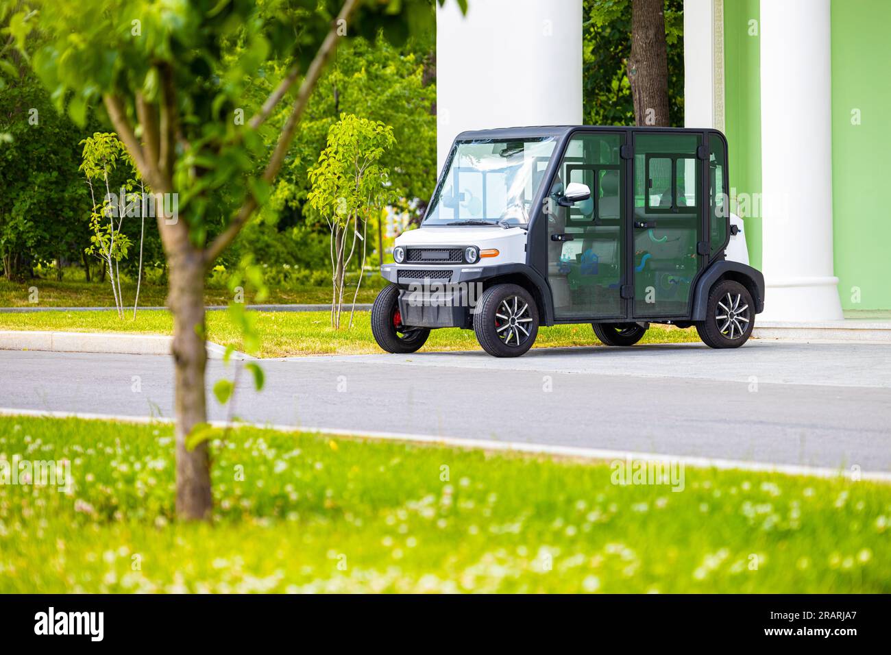 Moscow, Russia - June 22, 2023: electric car in the park. modern ...
