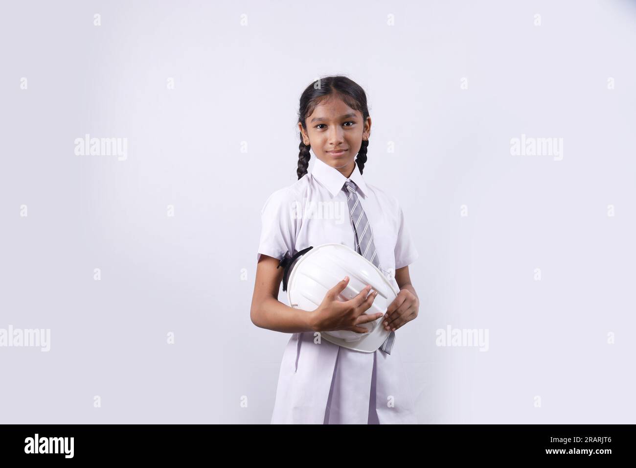 Portrait of Happy school kid as construction worker. Better and stable ...