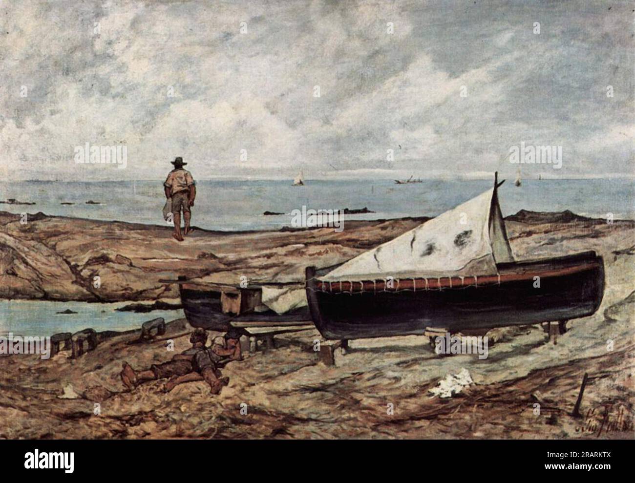 The gray day (beach with fishermen and boats) 1891 by Giovanni Fattori ...