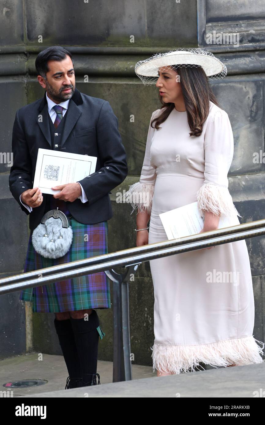 First Minister of Scotland Humza Yousaf and Nadia El-Nakla leave St ...