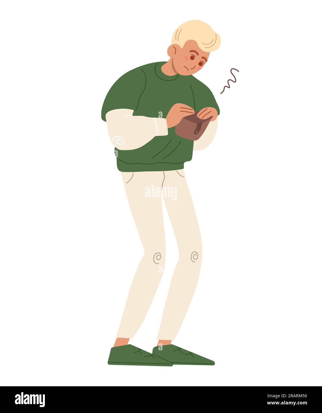 Sad man with empty wallet. Money problems. Young depressed male ...