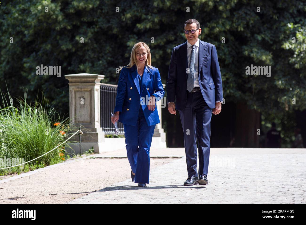 Warsaw, Poland. 05th July, 2023. Giorgia Meloni and Mateusz Morawiecki ...