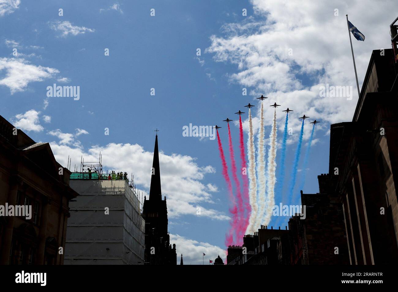 Red Arrows flypast after the National Service of Thanksgiving and ...