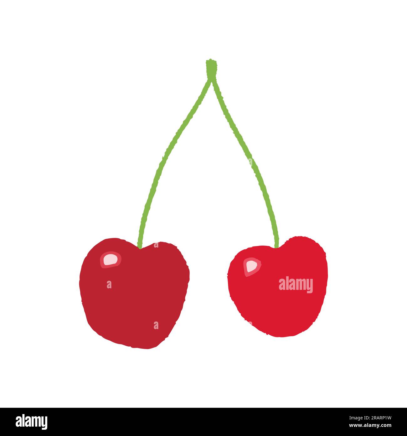 Cherry fruit. Isolated cartoon style vector illustration of red twin ...