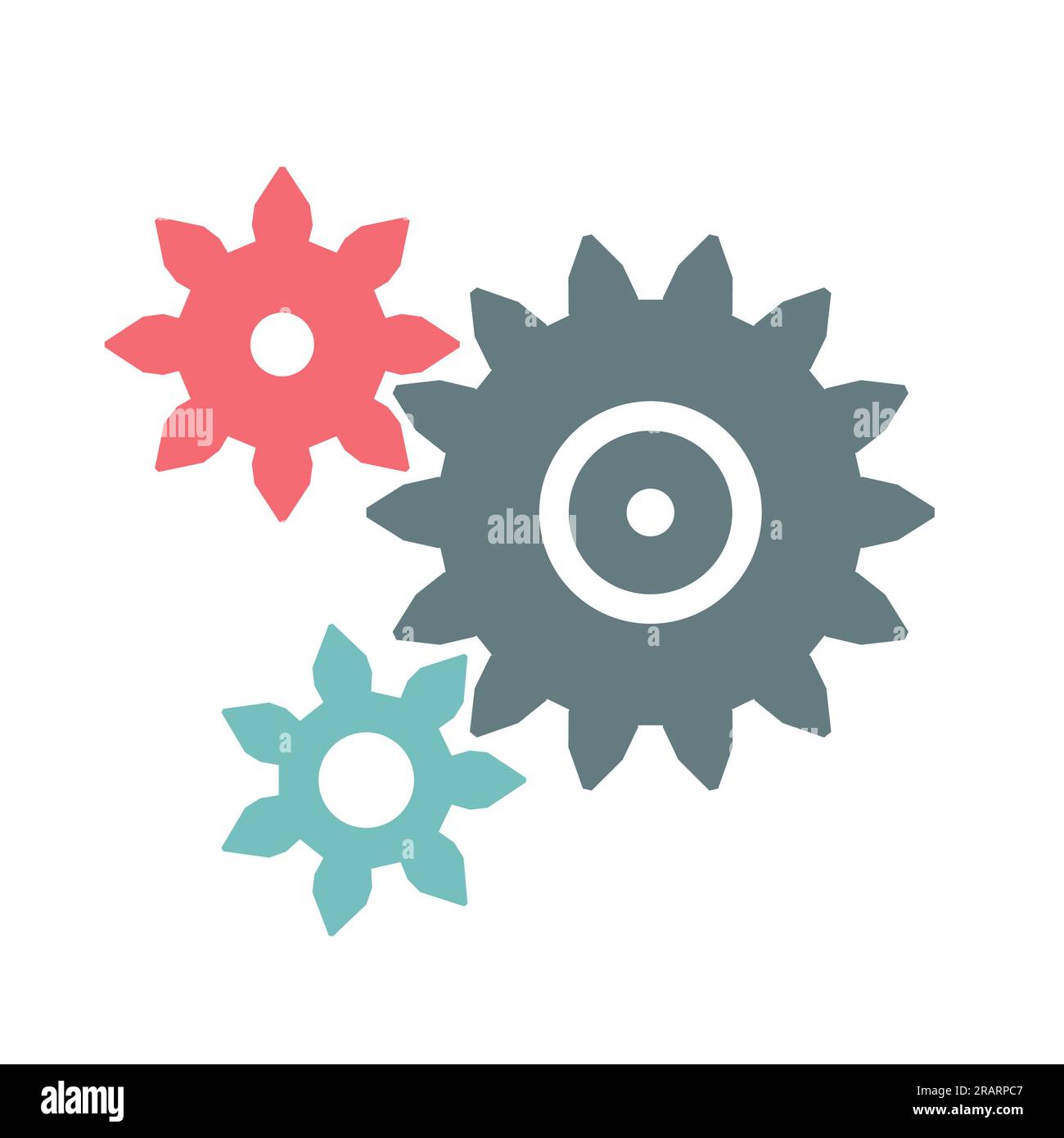Gear engineering colorful icon. Three cogwheels vector flat design icon ...