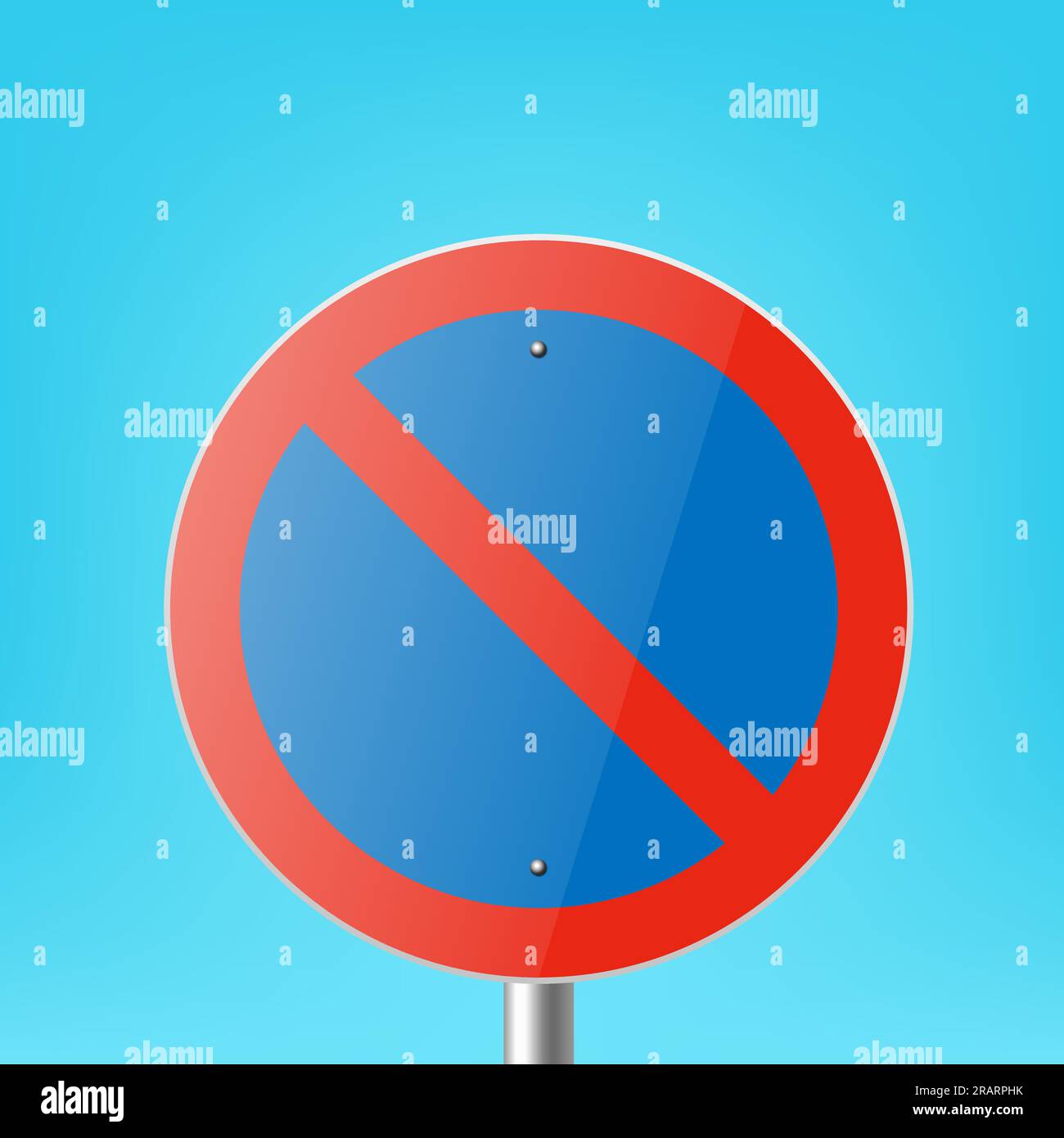 Vector Blue and Red Round Prohibition Sign Icon - Parking Prohibited, Stopping Prohibited Sign ...