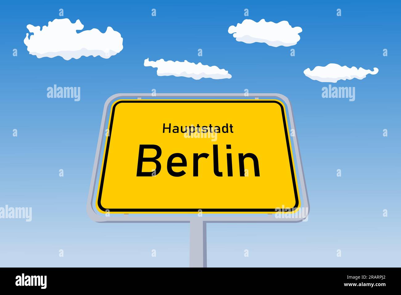 Berlin city sign in Germany. City limit welcome road sign. Hauptstadt ...