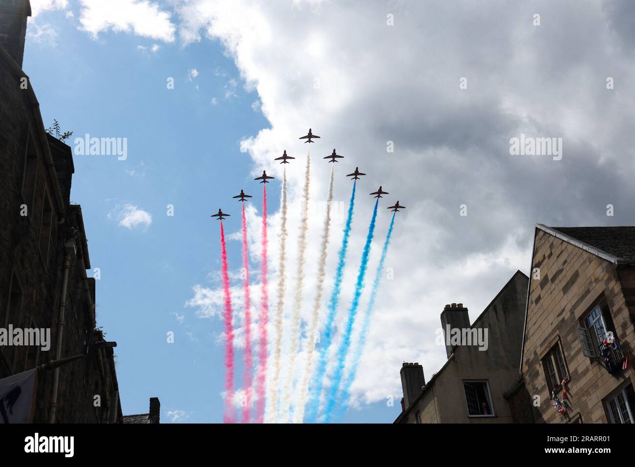 Red Arrows flypast after the National Service of Thanksgiving and ...