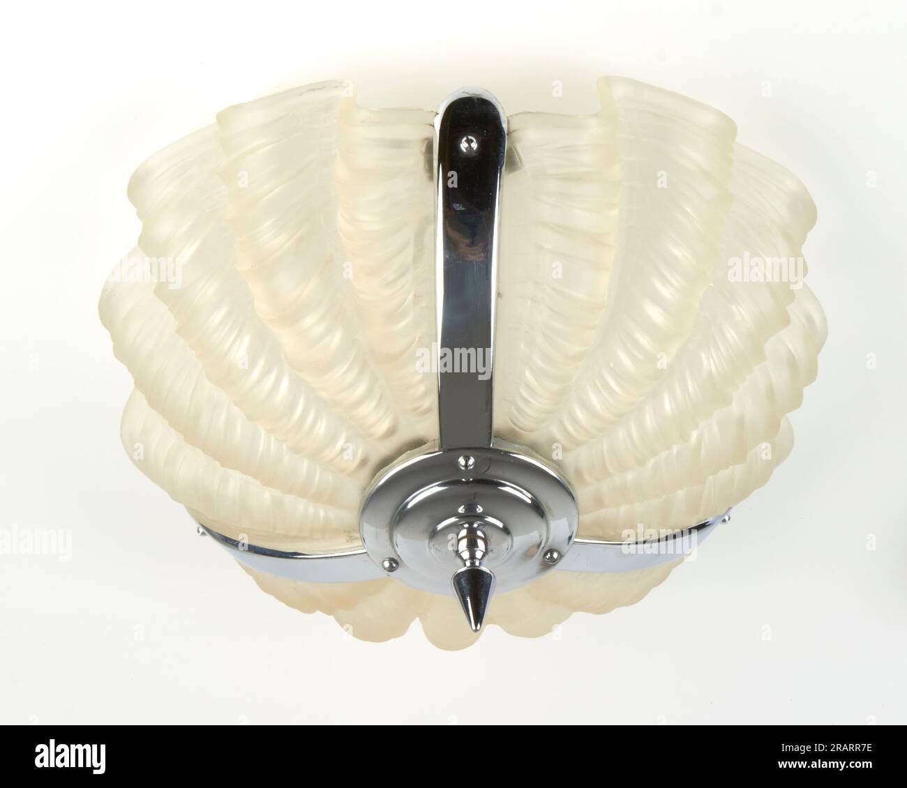 Antique 1930s Art Deco ceiling clam sea shell hanging clear frosted ...