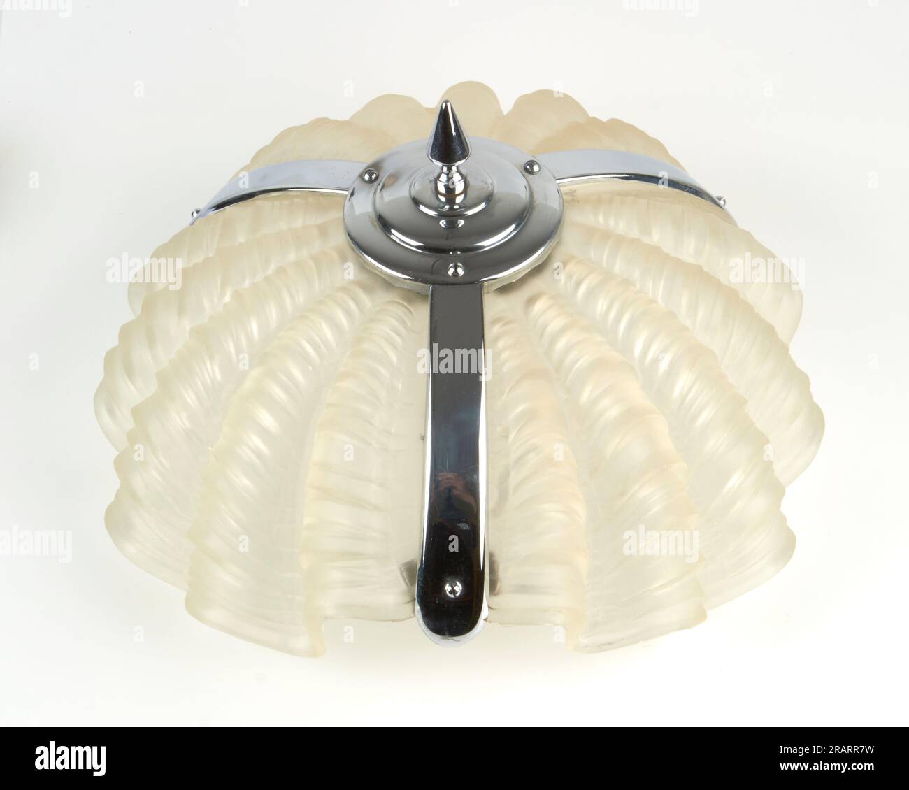 Antique 1930s Art Deco ceiling clam sea shell hanging clear frosted ...