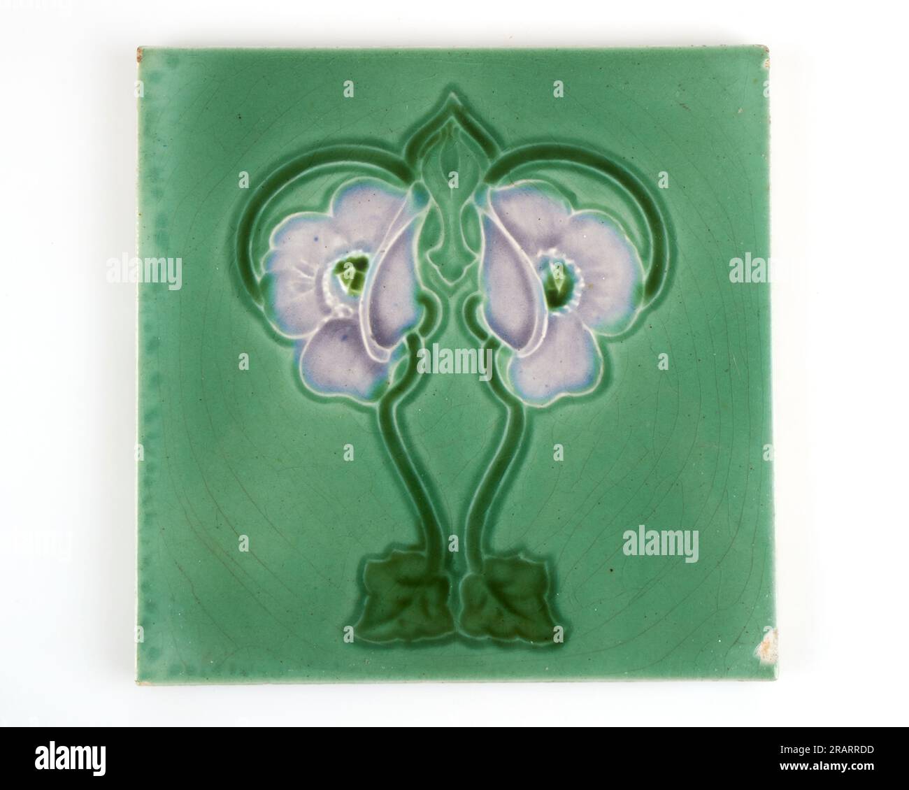 Antique 1900s J. H. Barratt & Co. Art Nouveau lilac poppy pottery tile ...