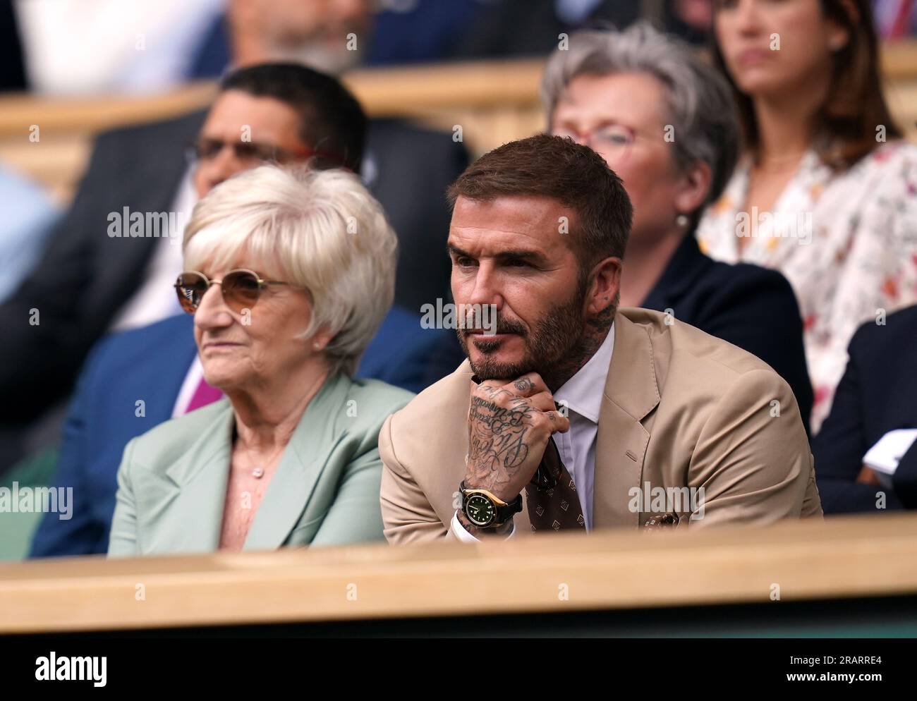 David Beckham and his mother Sandra Beckham in the royal box of centre ...